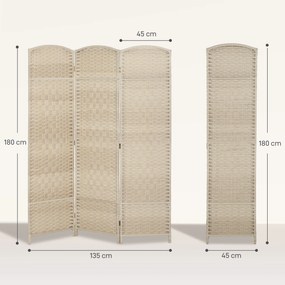 HOMCOM vnitřní paraván ze dřeva 3 panely skládací dělič prostoru pro obývací pokoj, ložnici 135 x 180 cm dub