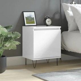 Noční stolek bílý s vysokým leskem 40x30x50 cm kompozitní dřevo - Default Title
