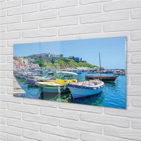 akrylový obraz Hory mořské lodě 125x50 cm