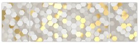 Obraz - Zlato-bílé hexagony (170x50 cm)