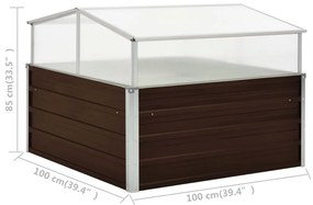 vidaXL Marketos Skleník hnědý 100 x 100 x 85 cm pozinkovaná ocel