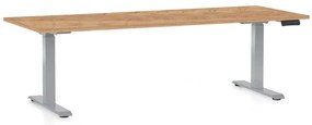 Výškově nastavitelný stůl OfficeTech D, 200 x 80 cm, šedá podnož, dub kraft