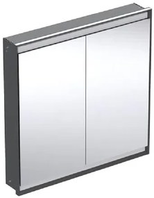 Geberit ONE - Zrcadlová skříňka s LED osvětlením, 900x900x150 mm, 2 dvířka, vestavná, matná černá 505.803.00.7