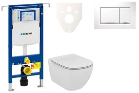 Cenově zvýhodněný závěsný WC set Geberit do lehkých stěn / předstěnová montáž+ WC Ideal Standard Tesi 111.355.00.5NE5