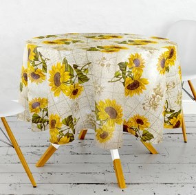 Ubrus PVC kulatý DC-940A - Slunečnice (různé velikosti)