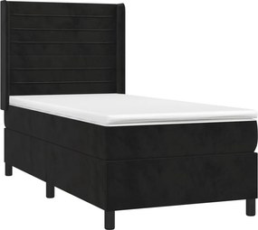 Box spring postel s matrací a LED černá 90x190 cm samet 3139597