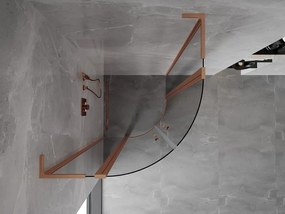 Mexen Mist L, čtvrtkruhový sprchový kout s 2-křídlými dveřmi, 80 x 80 cm, 8mm čiré sklo, měděný profil, 8A32L-080-080-65-00