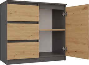 FALCO Komoda Malvína 1D3S antracit/dub artisan