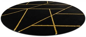 Dywany Łuszczów, Kusový koberec Emerald geometric 1012 black and gold kruh, 120x120 (průměr) kruh, černá, chodba / předsíň
