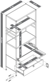 Tchibo - Kovový regál »Cn3« s 1 výklopnými dvířky a 2 zásuvkami - barva: bílá