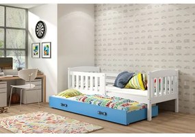 Dětská postel KUBUS s výsuvnou postelí 80x190 cm - bílá Modrá
