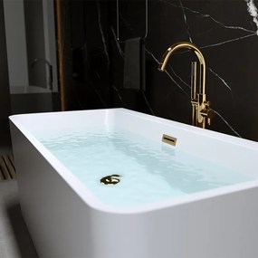 BPS-koupelny Volně stojící akrylátová vana ke stěně HYD-SOF515D 170x75 bílá, odtokový komplet zlatý