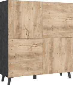 XXXLutz VYSOKÁ KOMODA, antracitová, barvy dubu košíčkatého, 120/128/39 cm P & B - Online Only komody - 002778008204