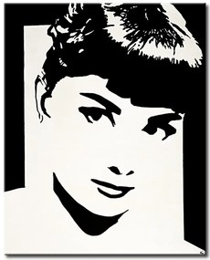 Obraz Audrey (1dílný) - černobílý portrét tváře slavné herečky