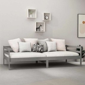 Denní postel s matrací 90 x 200 cm šedá masivní borové dřevo 3083556