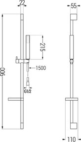 Mexen sprchový set DS77, černá, 785774583-70