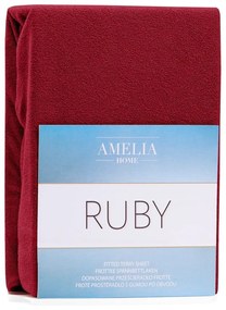 Froté prostěradlo s gumou AmeliaHome Ruby tmavě červené