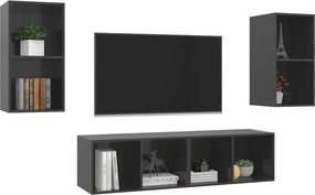 Nástěnné TV skříňky 4 ks šedé s vysokým leskem kompozitní dřevo 3079879