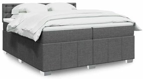 Box spring postel s matrací tmavě šedá 200x200 cm textil 3289490