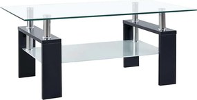 Konferenční stolek černý a průhledný 95x55x40 cm tvrzené sklo 330303