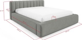 Čalouněná postel BORMINI, 120x200 cm, s úložným prostorem a roštem Úložný prostor: S kovovým rámem úložného prostoru, Barva látky Velutto: Černá (Velutto 20)