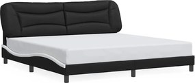 Rám postele bez matrace Hvar černý a bílý 200 x 200 cm umělá kůže 3208028