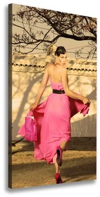 Wallmuralia Vertikální Foto obraz na plátně Žena v růžovém 50x100