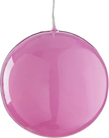 BUBBLES Svíčka kulatá lesklá 9 cm - růžová