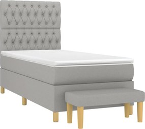Box spring postel s matrací světle šedá 90x200 cm textil 3137365