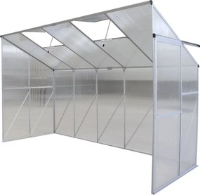 Zahradní skleník ke stěně, polykarbonát, 122x313x199 cm, MABON TYP 3