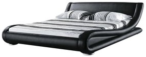 Černá kožená postel 160x200 cm AVIGNON Beliani