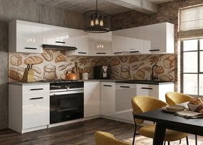 Kuchyňská linka Belini 360 cm bílý lesk s pracovní deskou Lidiauniqa2  INF LIDIAUNIQA2/5/WT/W/0/B1