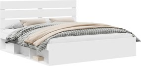 Rám postele s čelo Bílá 200 x 200 cm Masivní borové dřevo 3411704