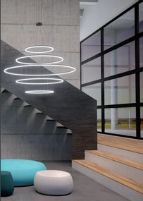 Redo Závěsné LED svítidlo ORBIT ø 150 cm,  v. 250 cm, 4000K, 5 kruhů Barva: Černá, Stmívání, řízení: DALI