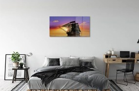 akrylový obraz Barevné nebe ship sea 100x50 cm