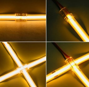 BERGE Univerzální konektor pro COB SMD LED pásek 8mm, hranatý - zacvakávací