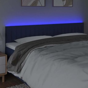 Čelo postele s LED modré 160x5x78/88 cm textil 3121862