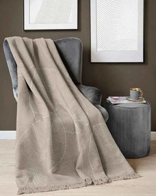 Bavlněná deka s třásněmi - List hnědý