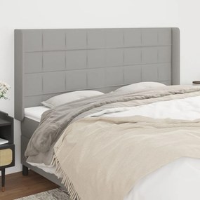 Čelo postele typu ušák světle šedé 203x16x118/128 cm textil 3119602