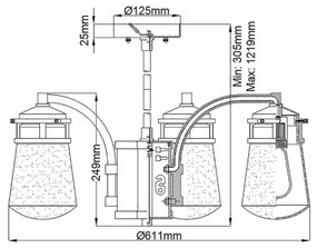 Kichler KL-LYNDON-5P-AZ - Venkovní lustr na tyči LYNDON 5xE27/60W/230V IP44