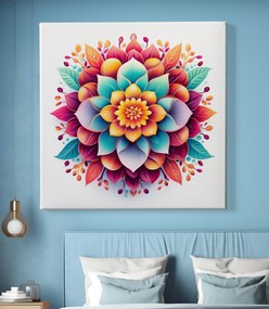 Obraz na plátně - Mandala oranžovo červený květ FeelHappy.cz Velikost obrazu: 80 x 80 cm