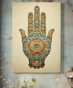 Obraz na plátně - Hamsa vintage FeelHappy.cz Velikost obrazu: 60 x 90 cm