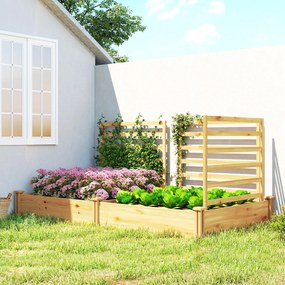 Outsunny vyvýšený dřevěný truhlík s 3 mřížemi, dvojitý záhon a otevřené dno — 240 x 125 x 102 cm — přírodní borovice