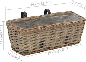 Květináč na balkon 2 ks proutěný s PE výstelkou 40 cm 246828