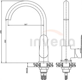 Invena Esla, stojánková dřezová baterie s výlevkou ve tvaru U, chromová, INV-BZ-94-001-V