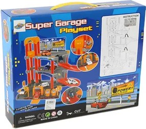 ORION Garáž 2 patra s výtahem / Sada s 3 autíčky / Myčka, servis, benz