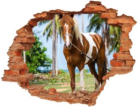 Wallmuralia Díra 3D fototapeta nálepka Strakatý kůň 90x70 cm