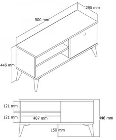 TV stolek Retro 90 cm dub