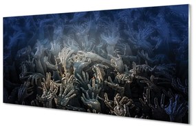 Obraz na skle Hands modré světlo 100x50 cm