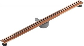 Mexen Flat nerezový sprchový žlab s rotačním 360° sifonem 120 cm, vzor SLIM, růžovo-zlatá, 1641120